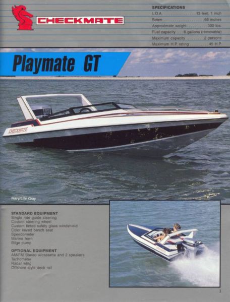 Wanted fact sheet on a Checkmate Playmate GT | Checkmate Community Forums